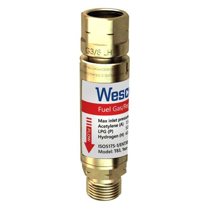 Wescol Type 83 (T83) Regulator Mounted Fuel Gas Flashback Arrestor